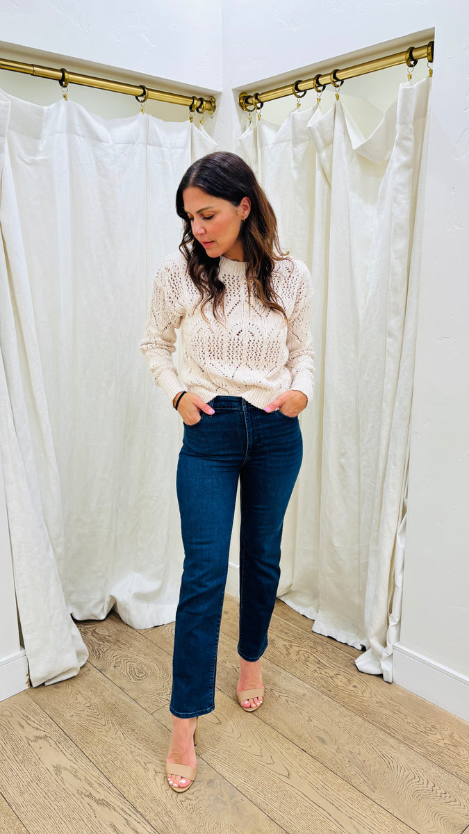 Boxy Pointelle Crew – Jade Allen Boutique